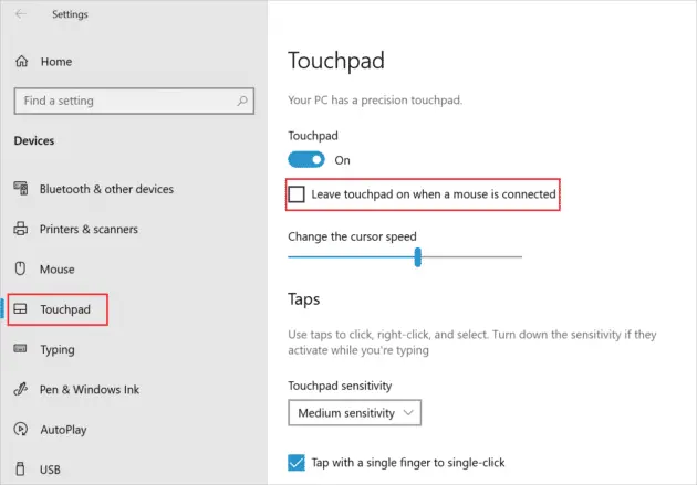 How To Disable Touchpad In Windows 10