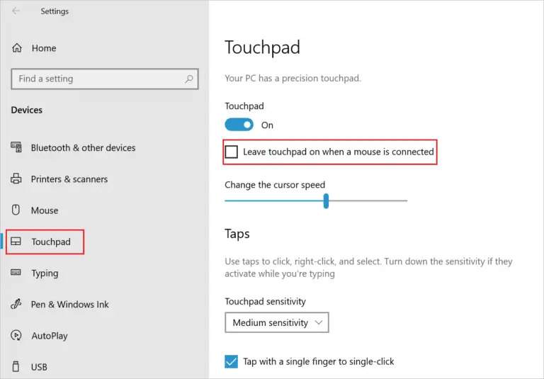How To Disable Touchpad In Windows 10