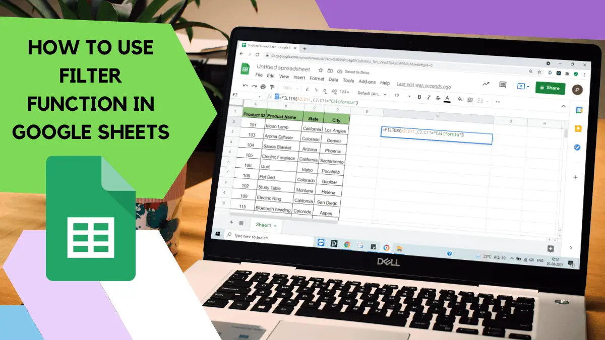 How To Use Filter Function In Google Sheets