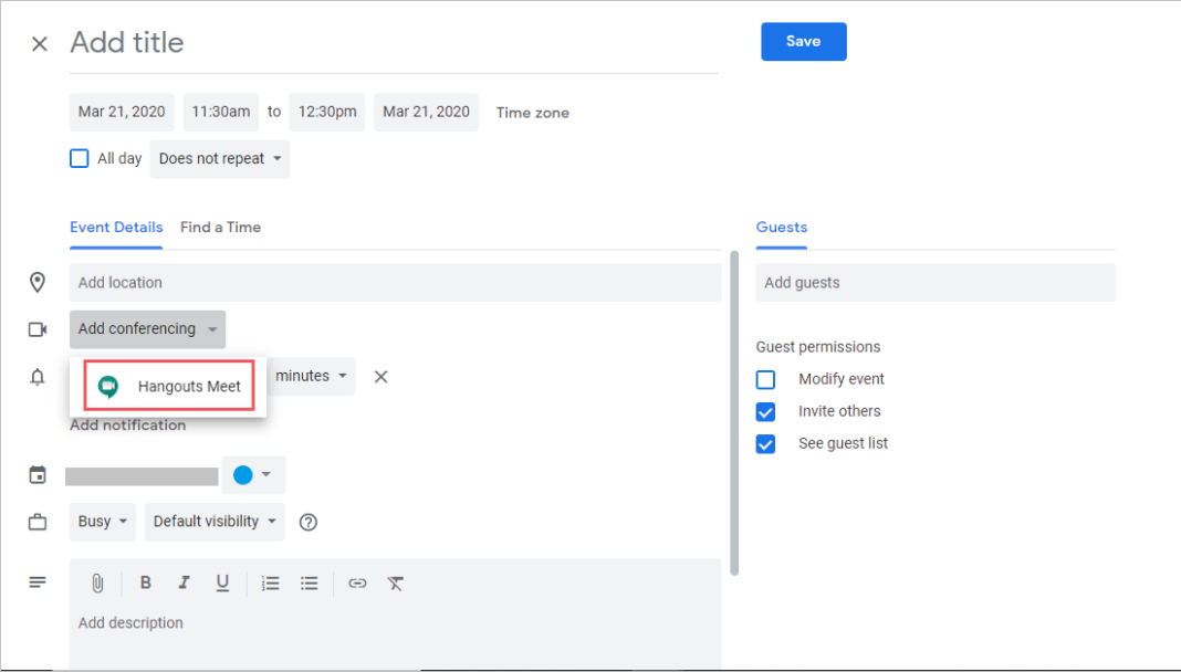 How to Schedule a Google Hangout in Google Calendar?