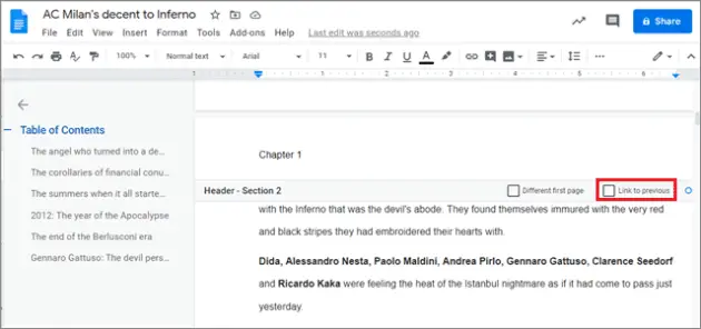 How To Have Different Headers In Google Docs