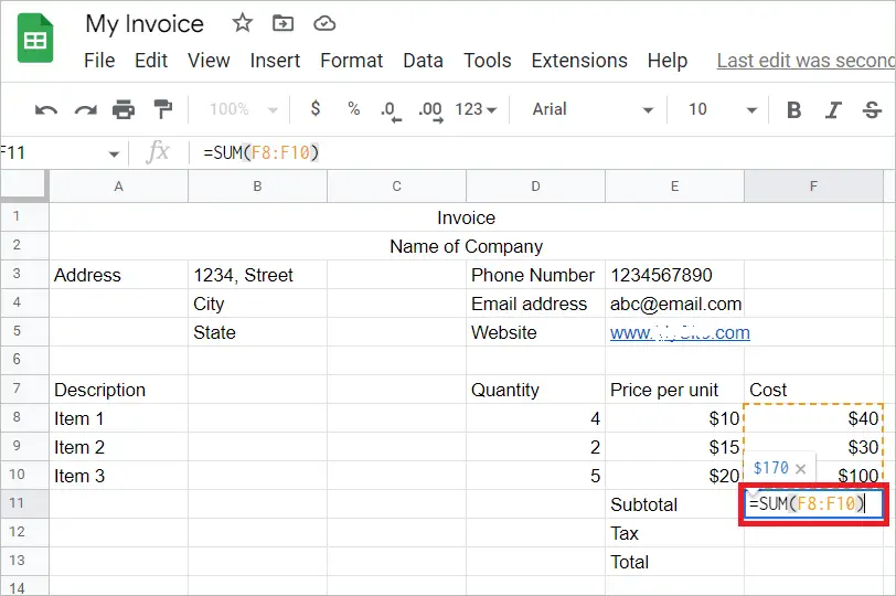 A Quick Guide On Invoice Template In Google Sheets