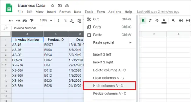 How To Hide Columns In Google Sheets For Better Data Analysis