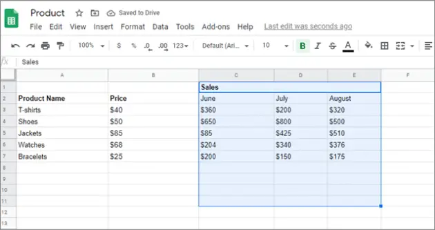 How To Merge Cells In Google Sheets
